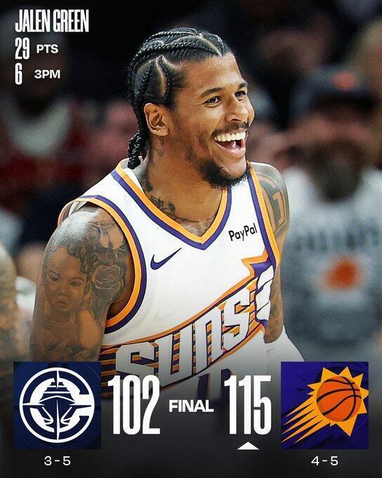 Jalen Green brilla en su debut con los Suns y anota 29 puntos